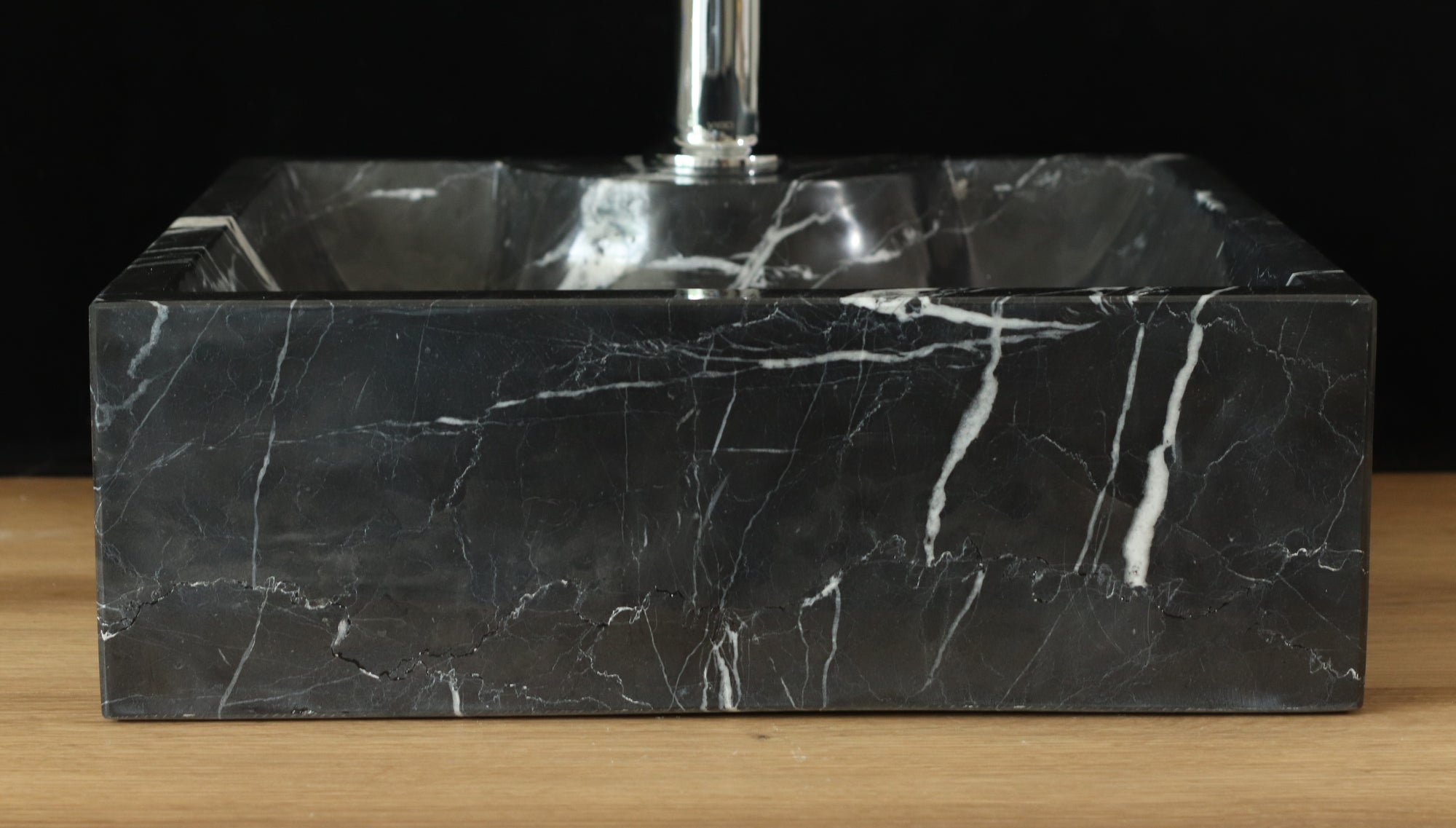 S6_03 Black Marble Vessel Sink - Square